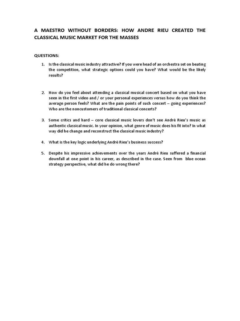 A Maestro Without Borders - Andre Rieu Questions | PDF