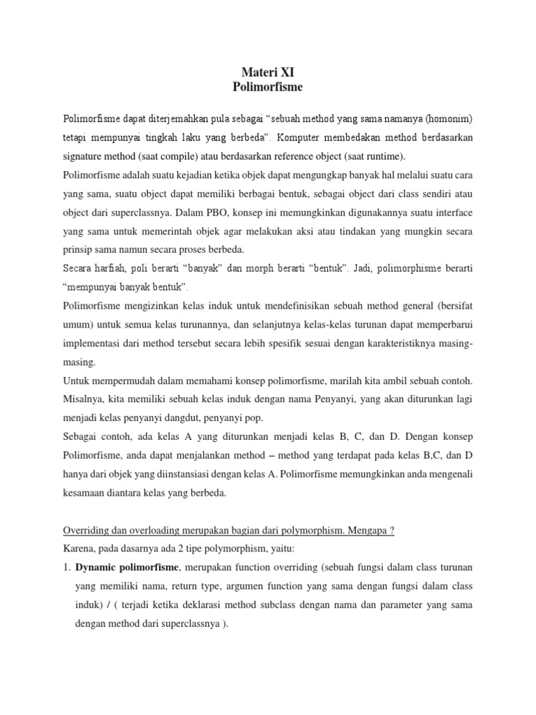 Materi XI Polimorfisme | PDF