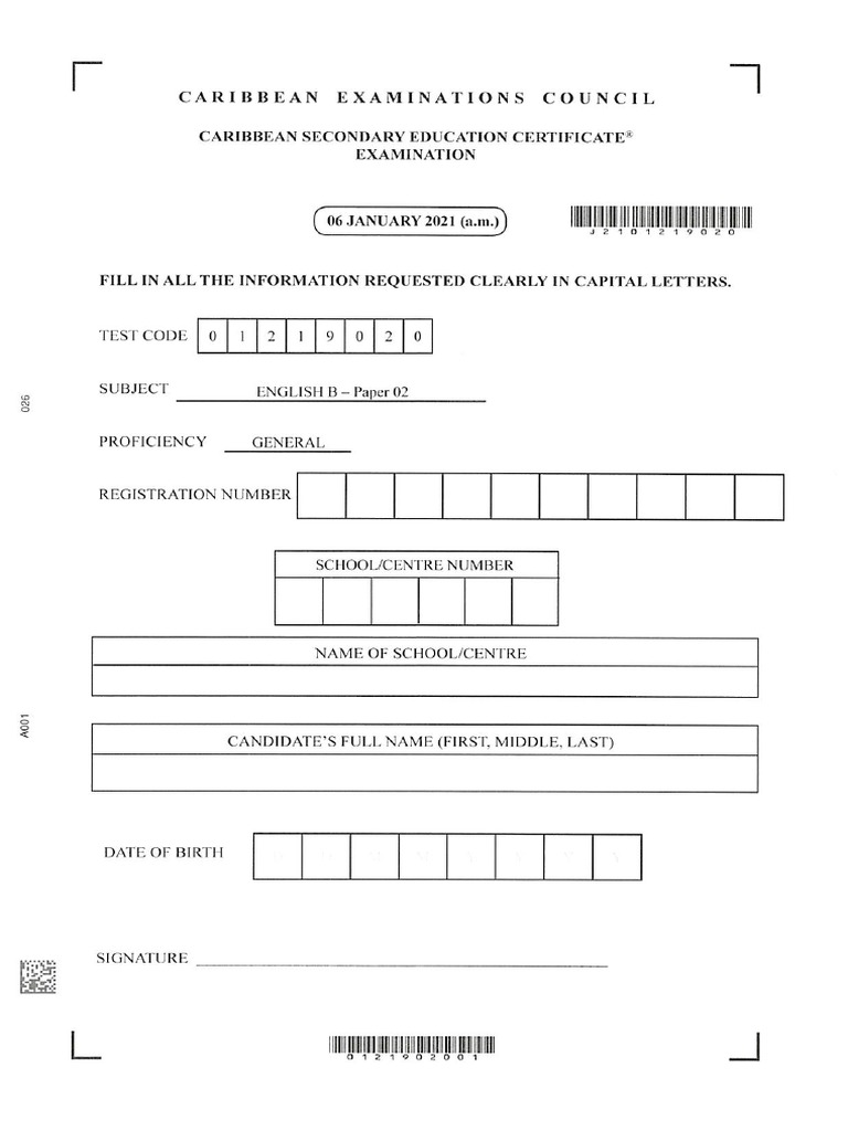 English B Paper 02 JAN 2021 | PDF