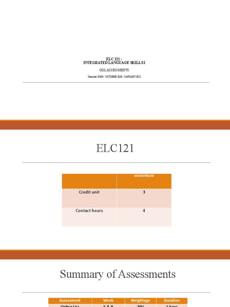 ELC121 ODL Course Briefing OCT 2020 | PDF | Multiple Choice | Communication