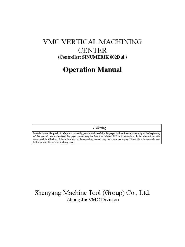 VMC 1300P - SINUMERIK 802D Operating Manual | PDF | Fires | Numerical ...