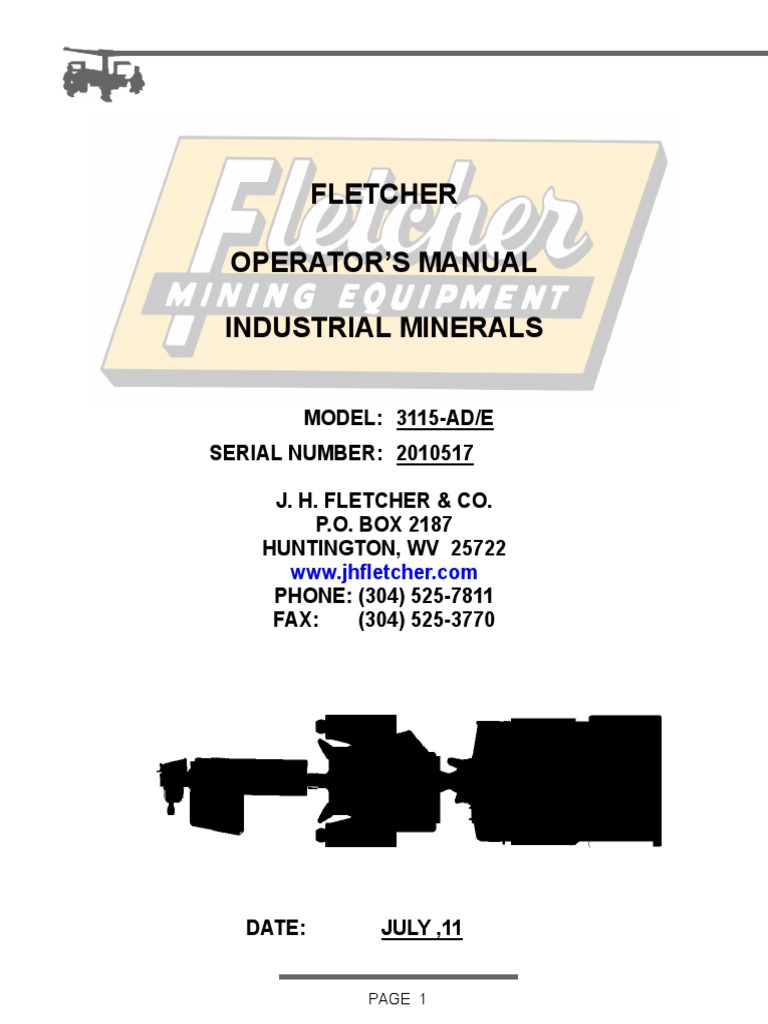 Fletcher Bolter Op Manual | PDF | Drill | Brake