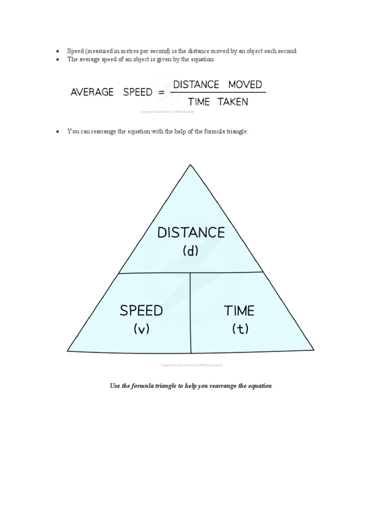 Speed (Measured in Metres Per Second) Is The Distance Moved by An ...