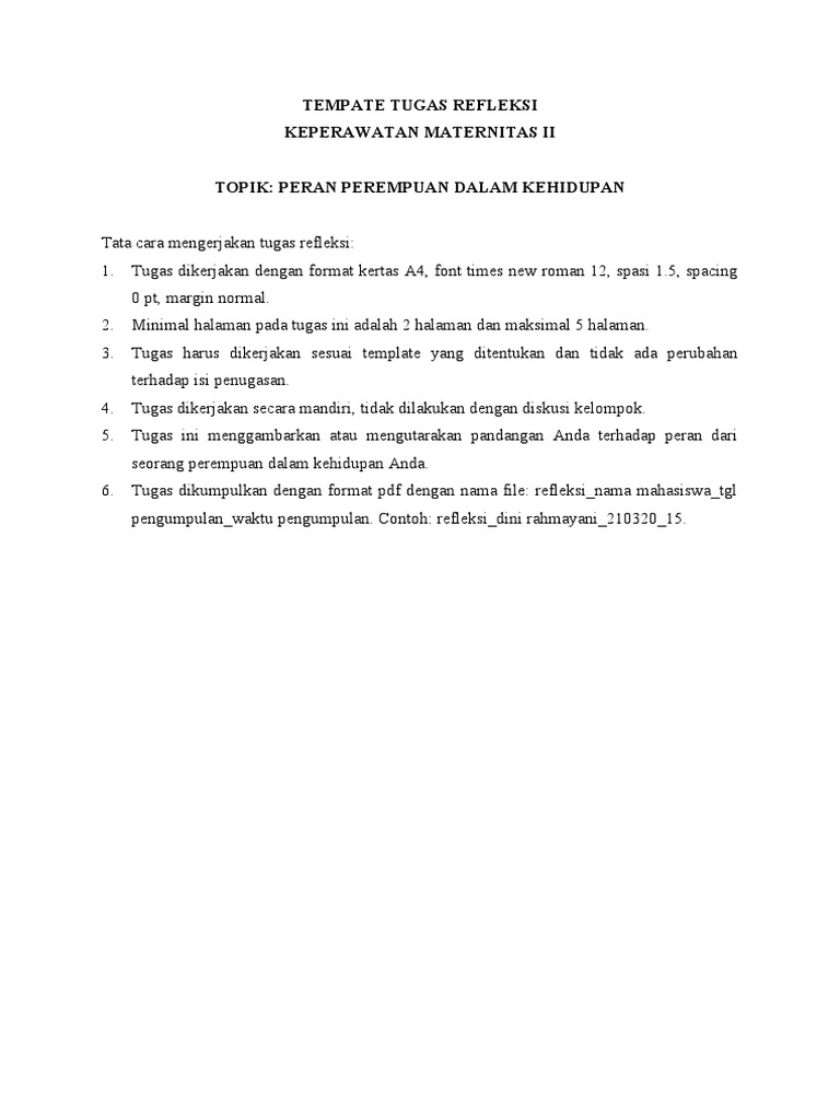 Template Tugas Refleksi | PDF