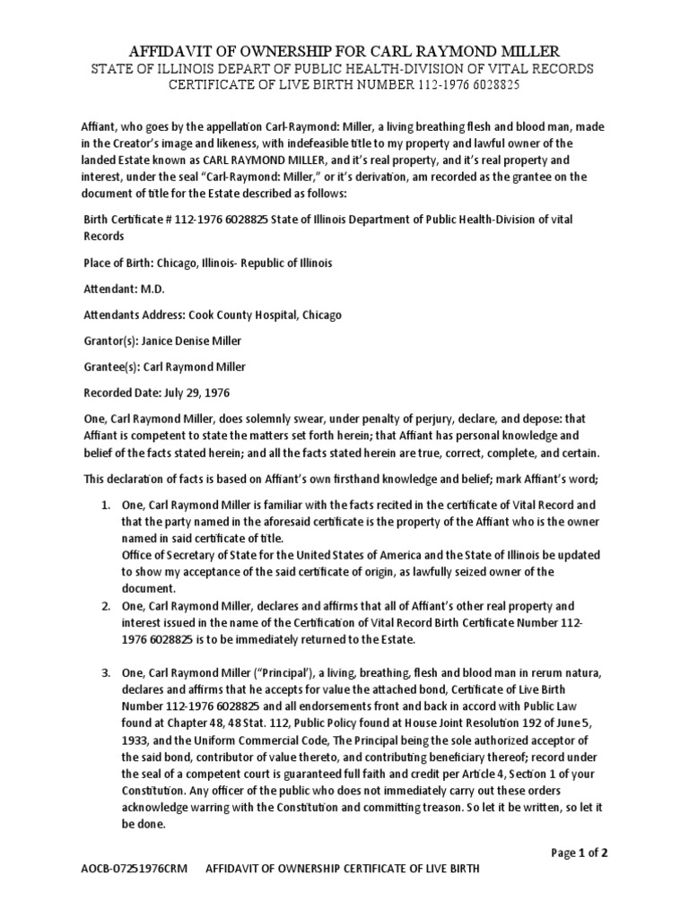 Affiant Affidavit of Ownership | PDF | Affidavit | Notary Public