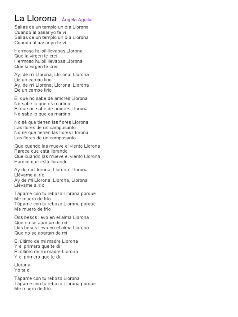 La Llorona Ángela Aguilar | PDF