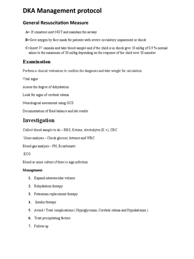 DKA Management Protocol - Docx Paulos | PDF | Clinical Medicine ...
