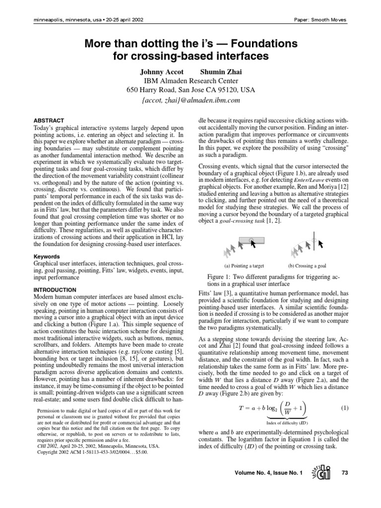 More Than Dotting The I's - Foundations For Crossing-Based Interfaces ...