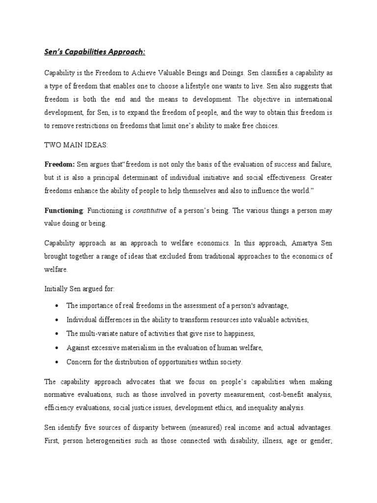 The Capability Approach | Download Free PDF | Economies | Economics