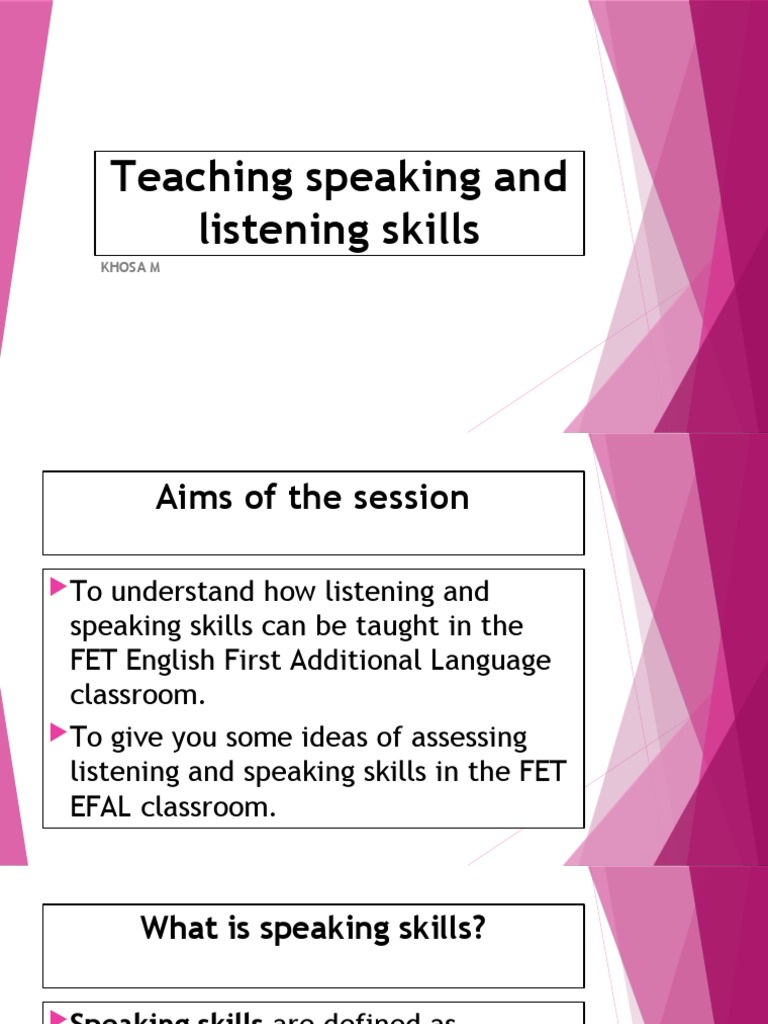 Teaching Speaking and Listening Skills: Khosa M | PDF | Reading ...