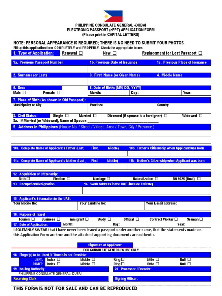 Epassport Form | PDF | Passport | Government And Personhood