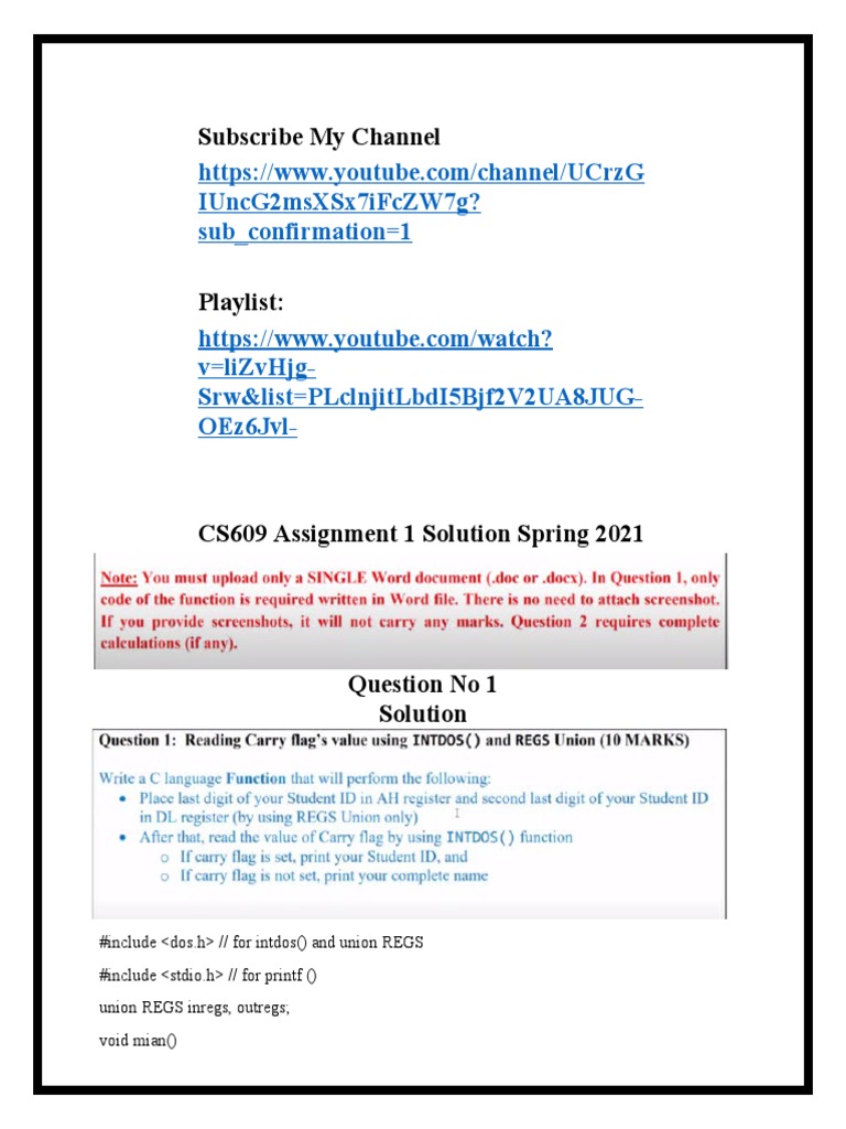 cs609 Assignment Solution | PDF