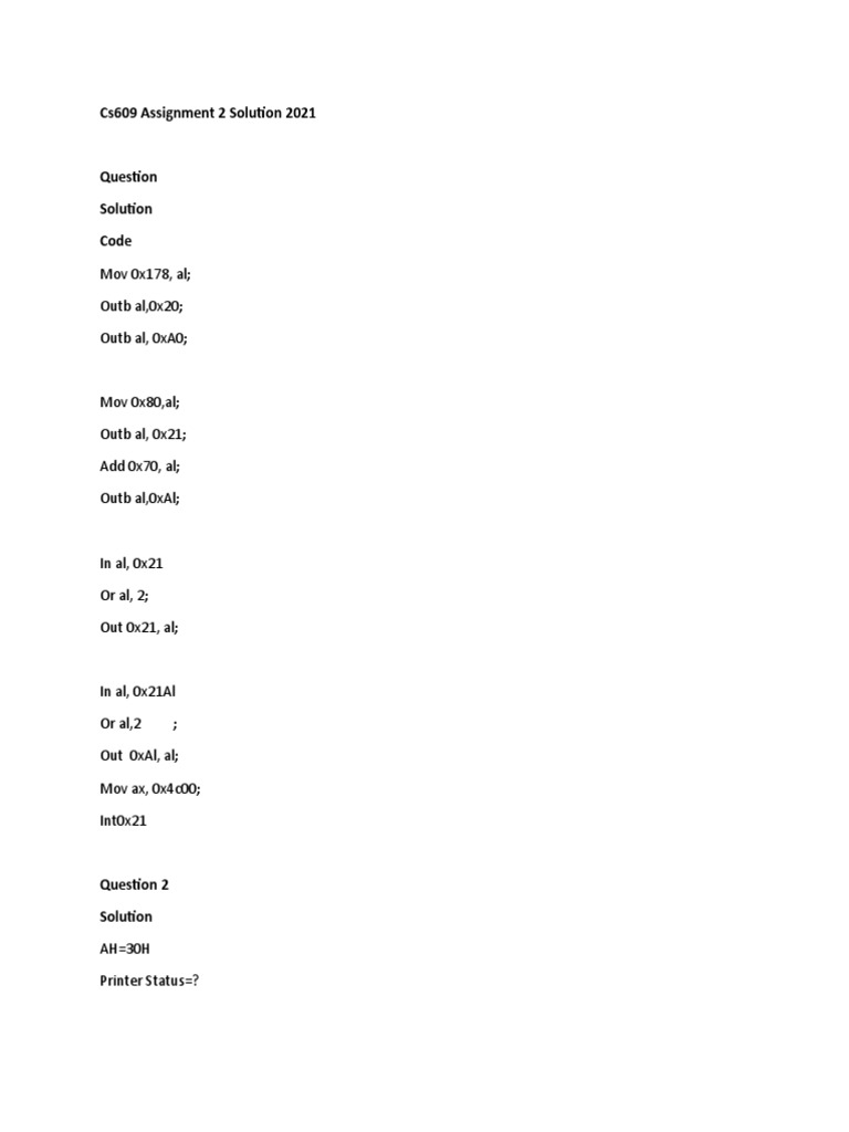 Cs609 Assignment 2 Solution 2021 | PDF