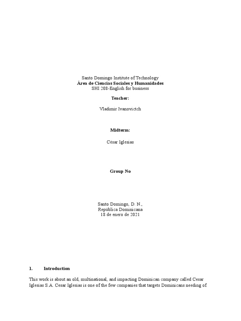 Cesar Iglesias - Research Report | PDF | Corporate Social ...