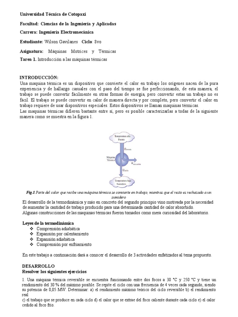 Máquinas Térmicas: Ejercicios y Análisis | PDF | Calor | Entalpía