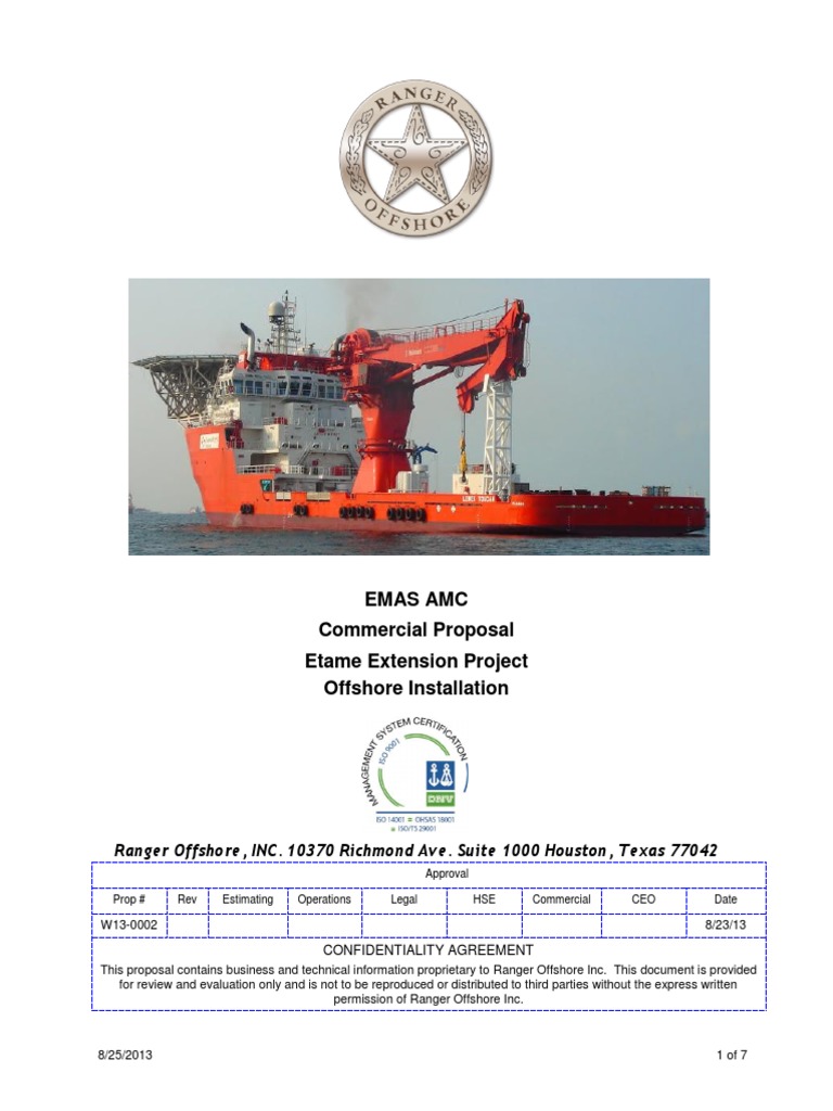 EMAS Etame Extension Project Proposal W13-0002 | PDF | Underwater ...