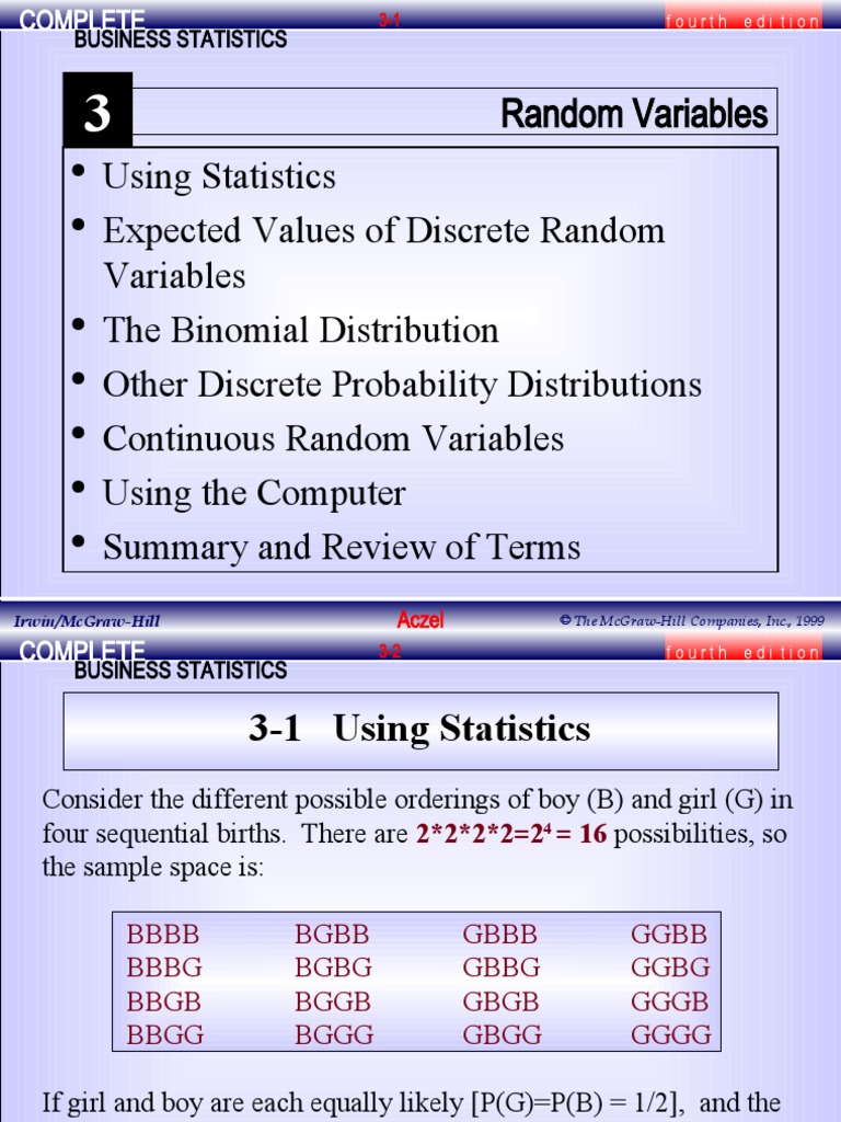 Random Variables: Business Statistics | PDF | Probability Distribution | Random Variable
