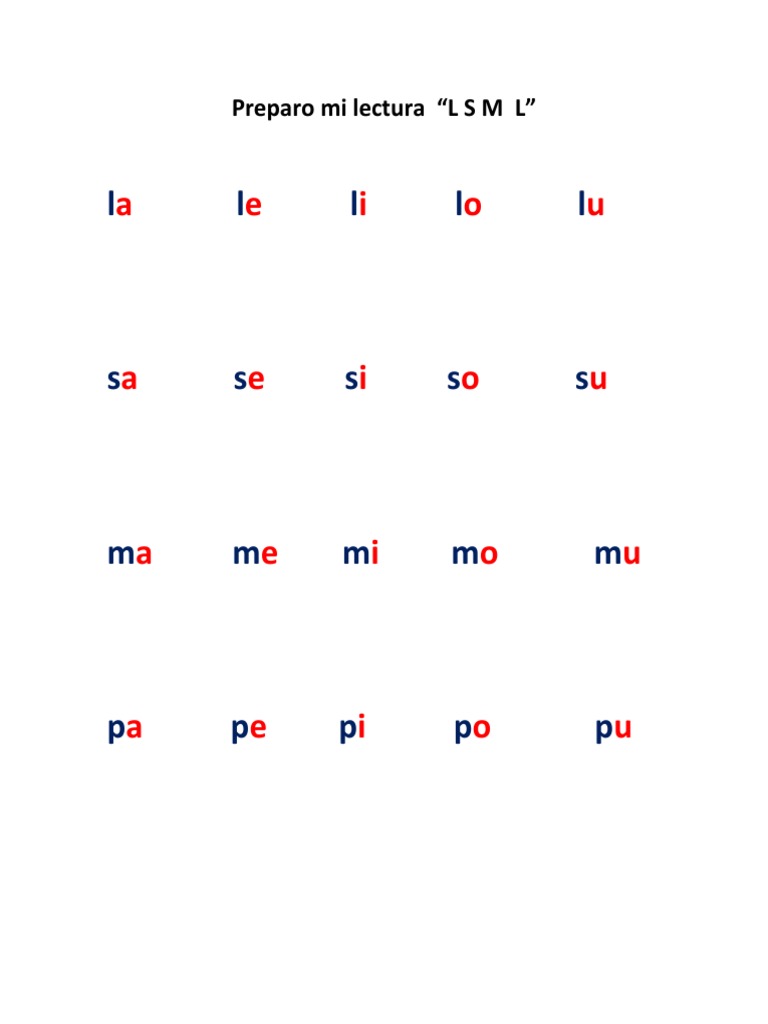 Lectura de sílabas y frases simples | PDF