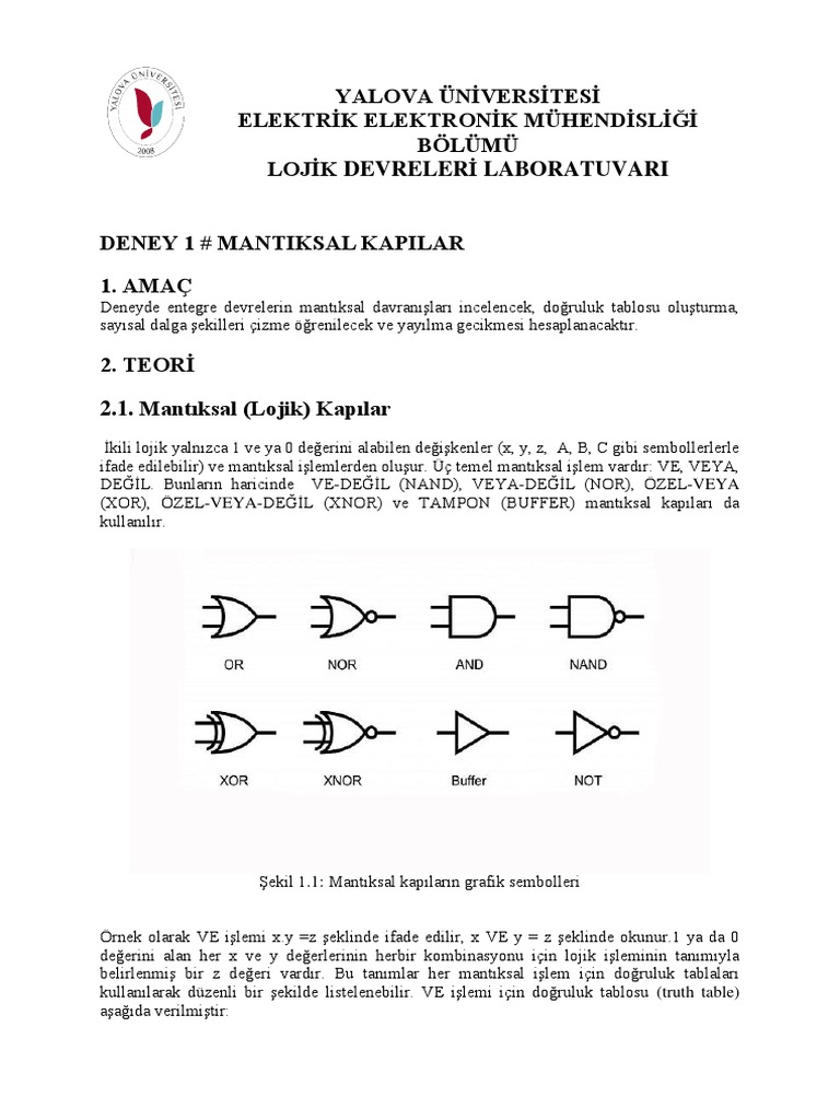 Lojik Devre Lab - D1 | PDF