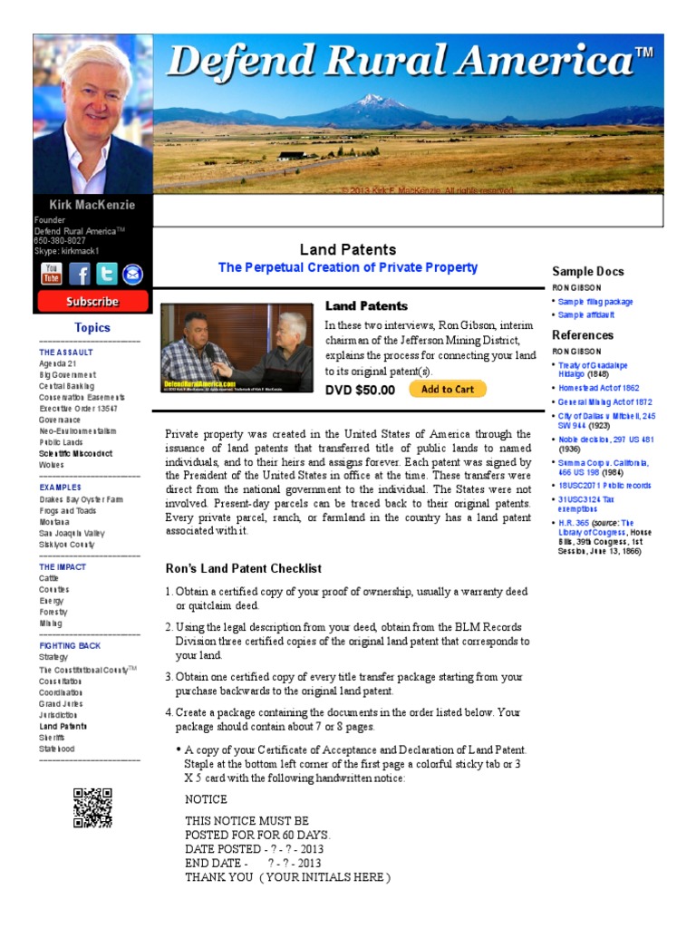 Ron's Land Patent Checklist | PDF | Deed | Common Law