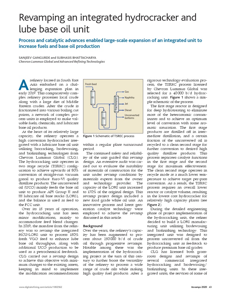 Revamping An Integrated Hydrocracker and Lube Base Oil Unit | PDF