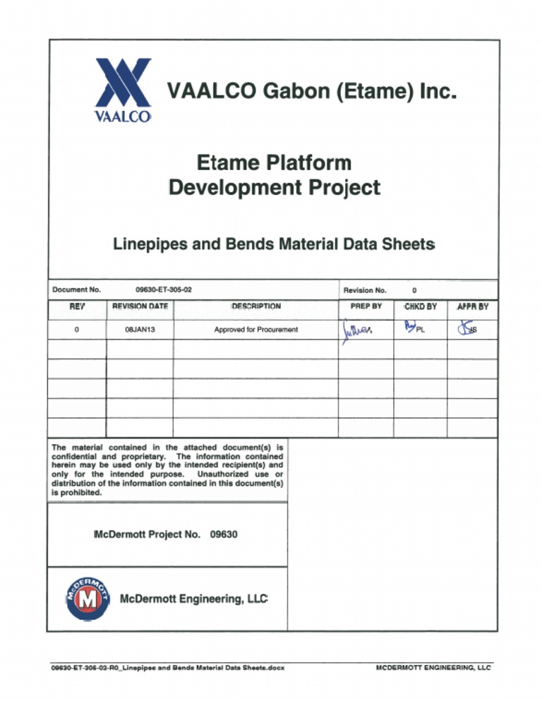 09630-ET-305-02-R0 Linepipes and Bends Material Data Sheets | PDF ...