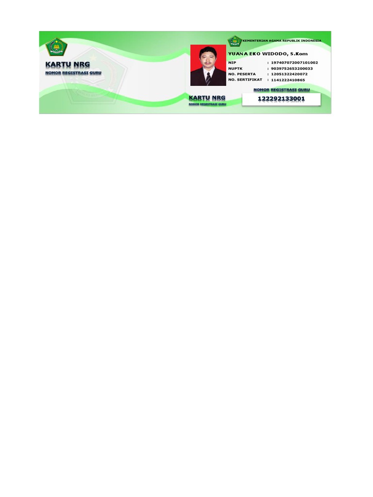 Cetak Kartu NRG Kemenag Manual | PDF