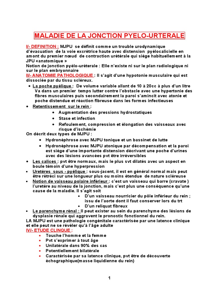 Maladie de la jonction pyélo-urétérale | PDF | Rein | Spécialités médicales