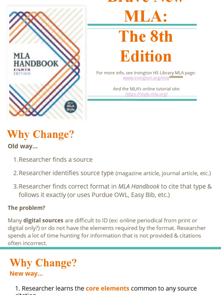 MLA 8th Edition Core Elements Simplify Citation | PDF | Citation ...