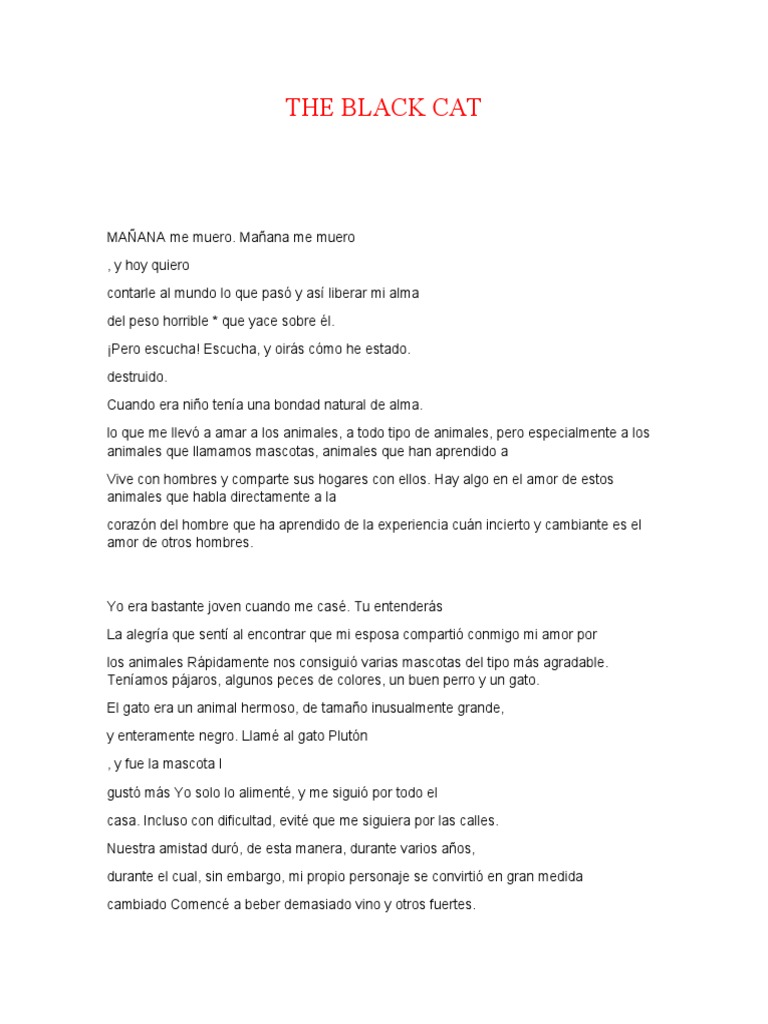 El Gato Negro | PDF | Gatos | Alma