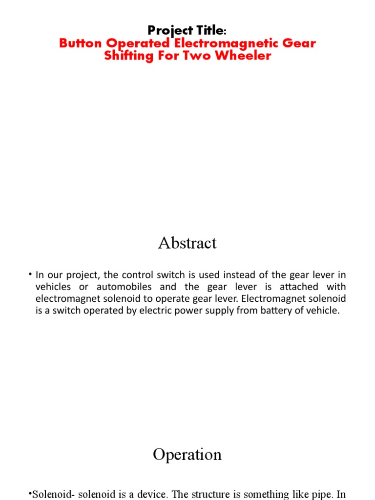 Button Operated Gear Shifting Mechanism | PDF | Gear | Switch