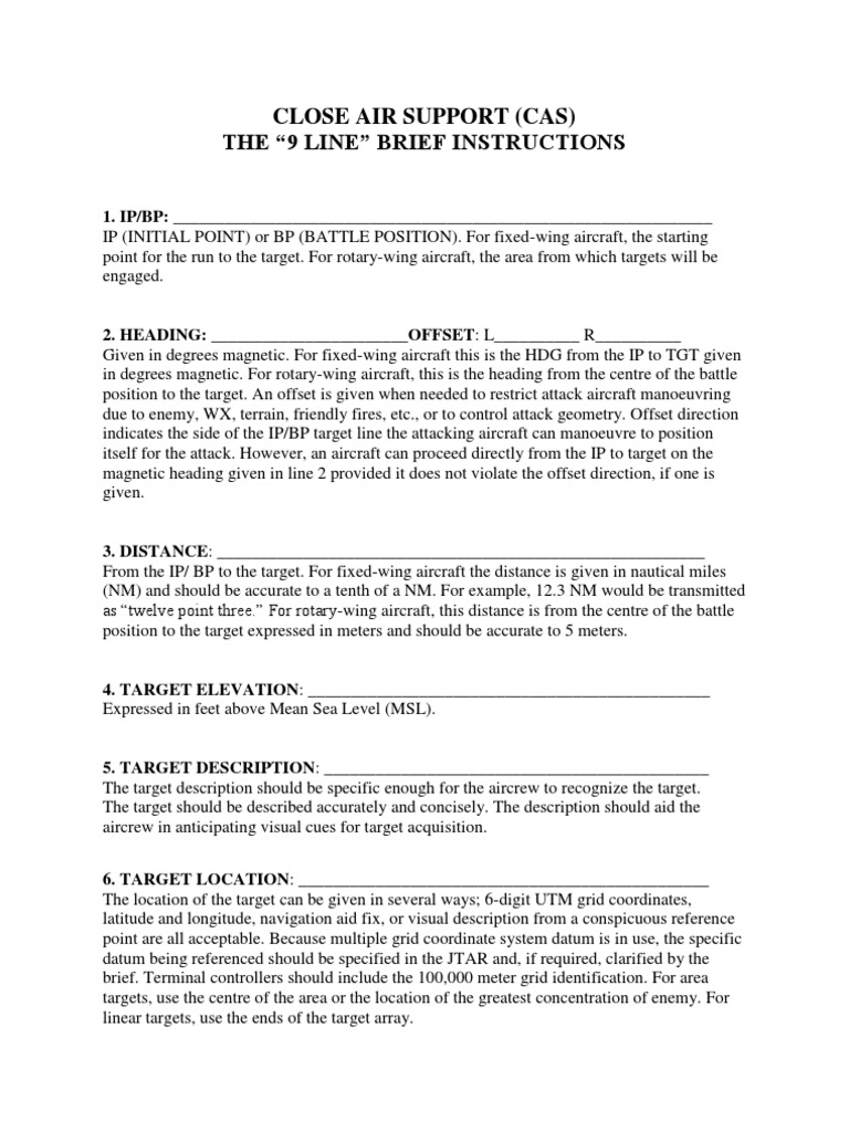 CLOSE AIR SUPPORT (9-Line) Guide | Artillery | Geography