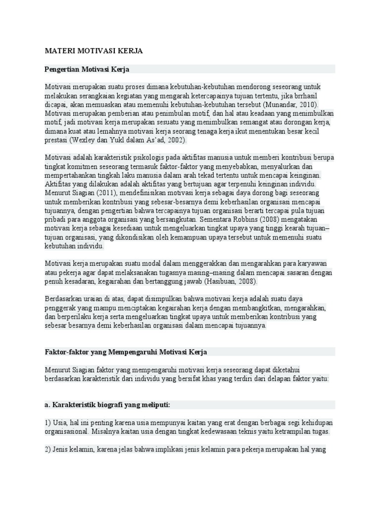 Materi Motivasi Kerja | PDF