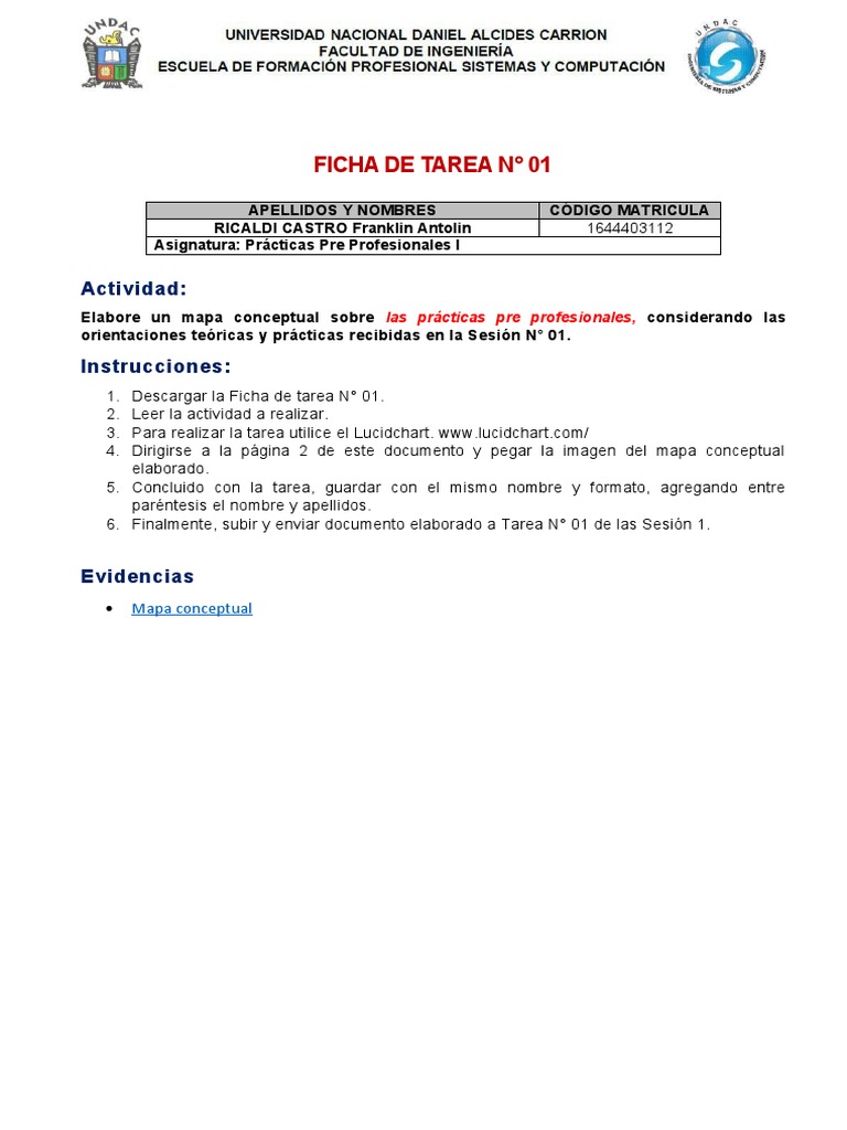 Ficha de Tarea #01. Mapa Conceptual (RICALDI CASTRO Franklin Antolin) | PDF | Arte