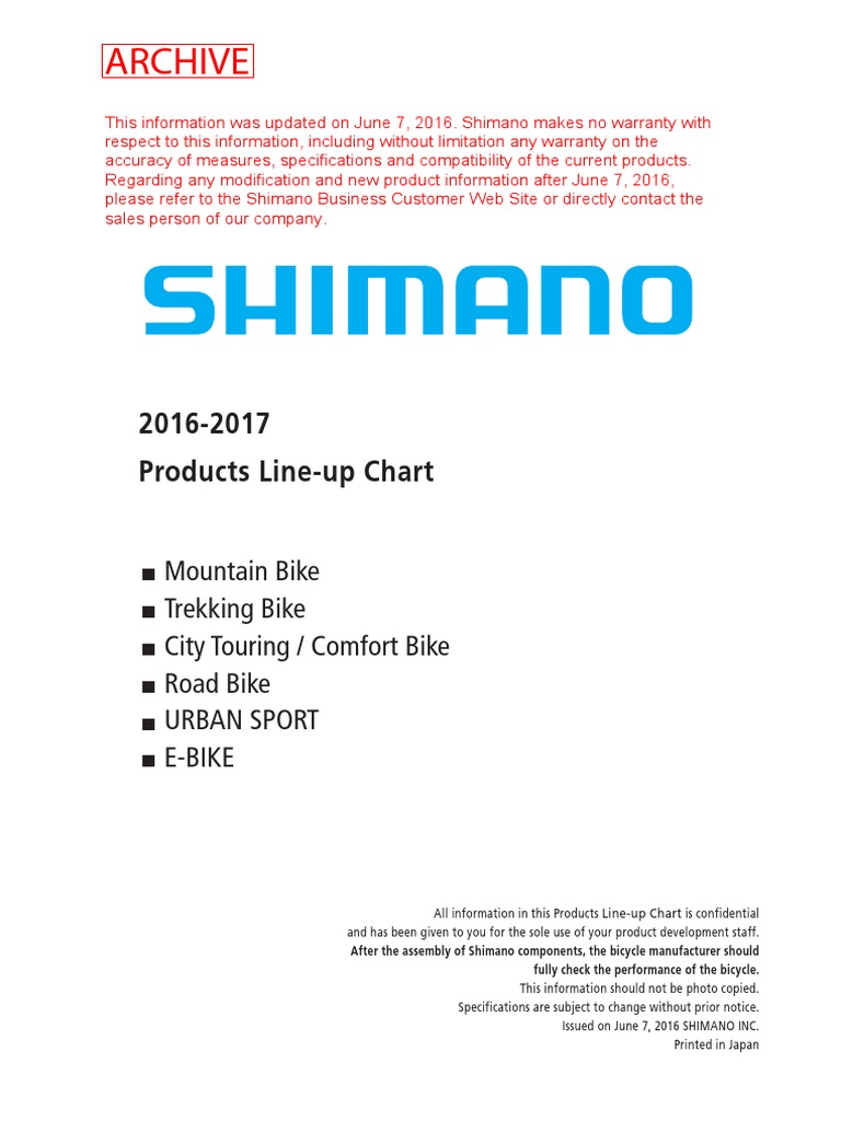 Shimano 2016-2017 Line-Up Chart v017 en | PDF | Land Vehicles ...