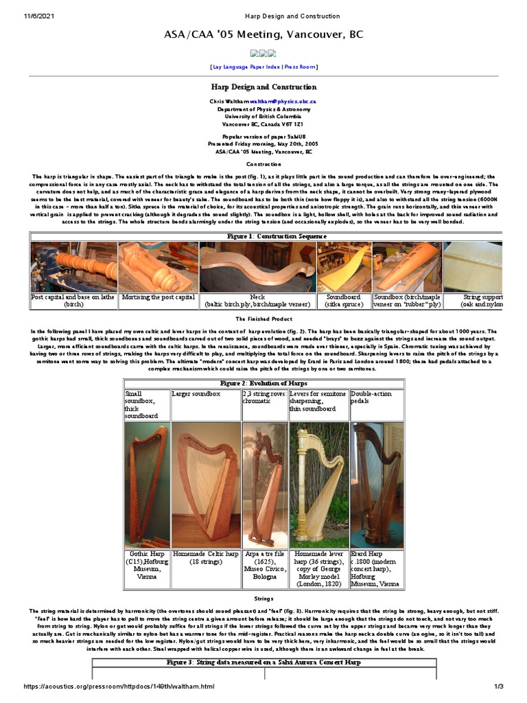 Harp Design and Construction | PDF | Sound | Musical Instruments