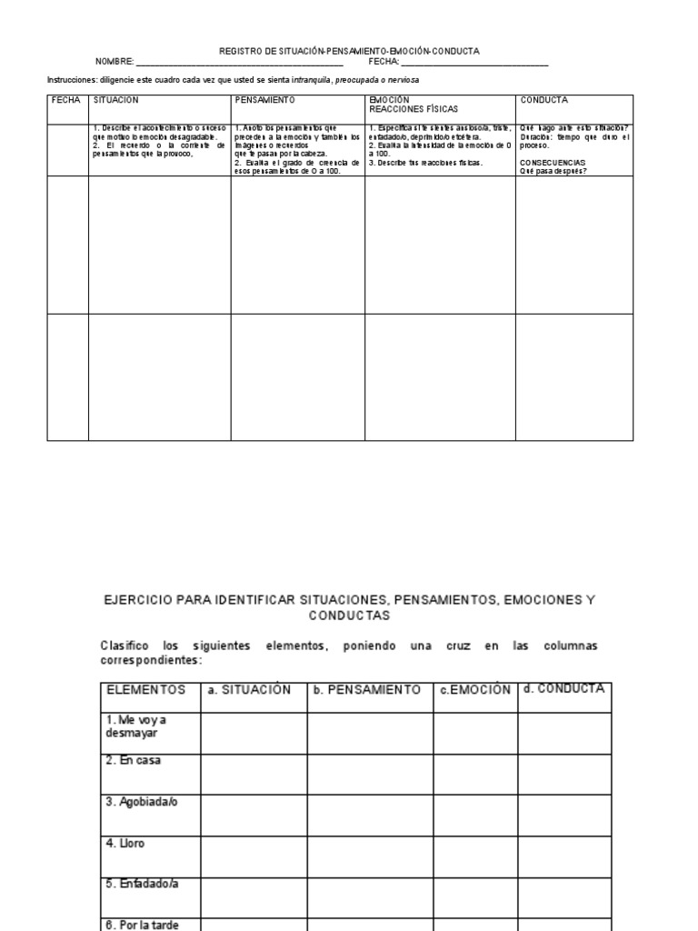 Registro De Pensamiento Emocion Y Conducta Pdf