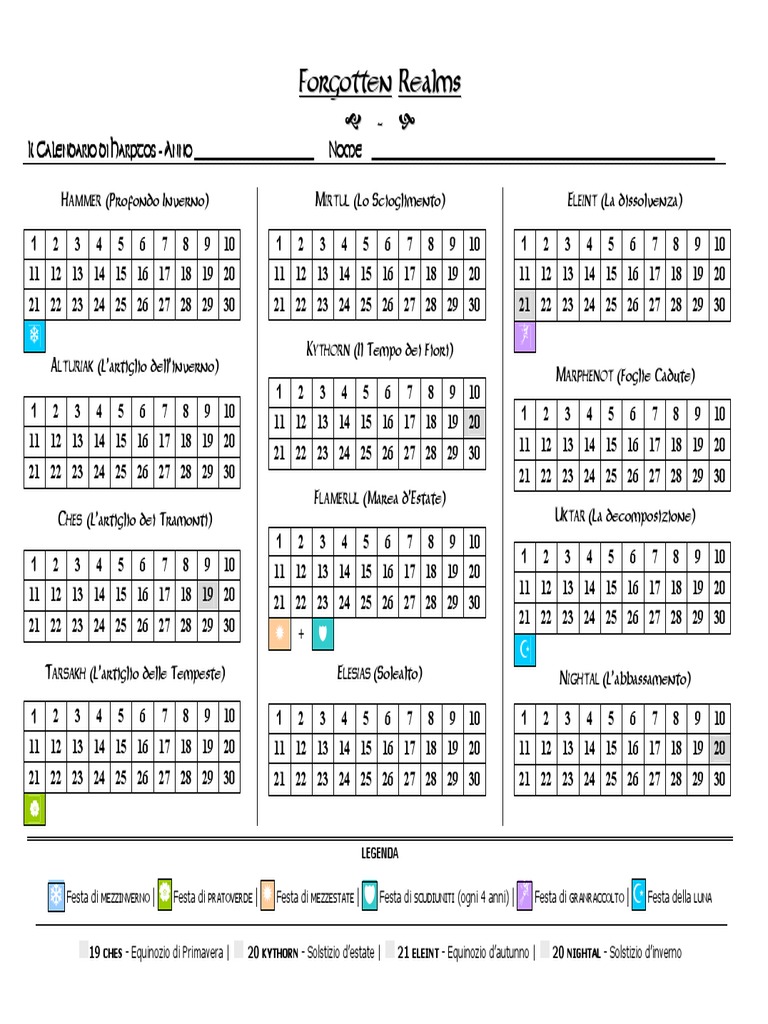 (D&D 3.5e - Ita) Forgotten Realms - Calendario | PDF