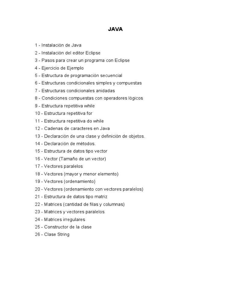 Java Pdf Java Lenguaje De Programación Estructura De Datos De Matriz