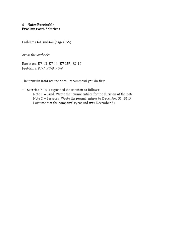 4 - Notes Receivable Problems With Solutions: From The Textbook | PDF ...