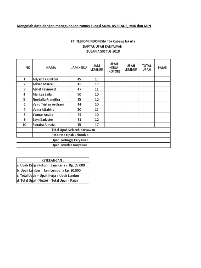 Sum, Average, Min Max | PDF