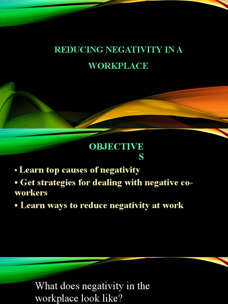 Reducing Negativity in A Workplace | PDF | Social Psychology ...