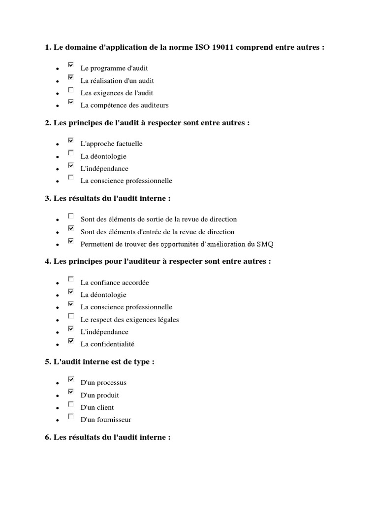 QCM - Audit | PDF