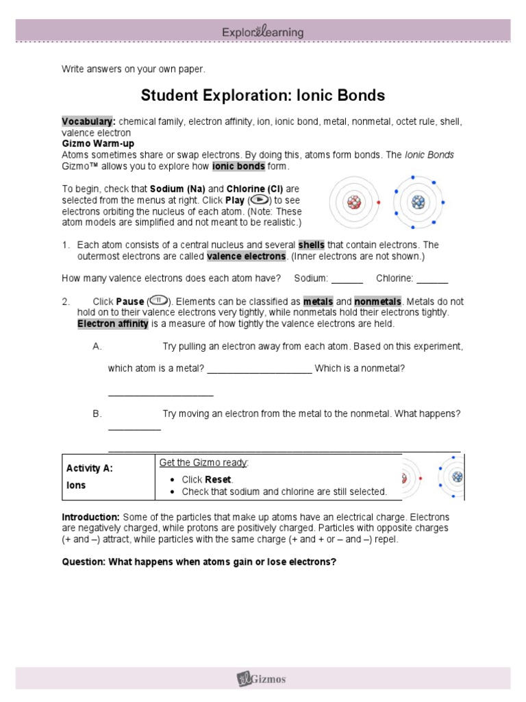 Ionic and Covalent Bonds Gizmos | PDF | Ion | Ionic Bonding