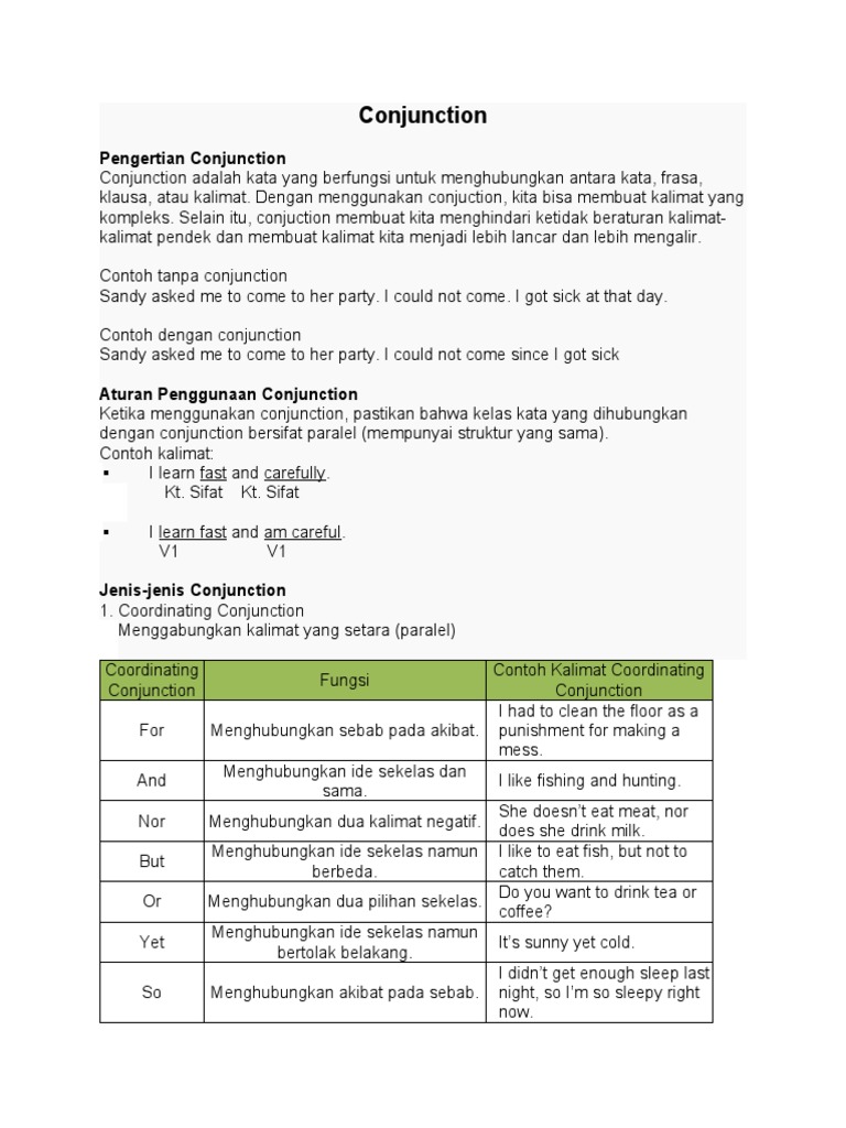 Pengertian Conjunction | PDF | Syntactic Relationships | Syntax