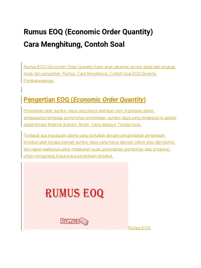 Rumus EOQ | PDF