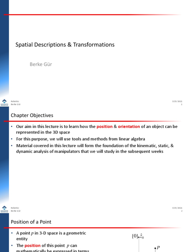 Spatial Descriptions & Transformations: Berke Gür | PDF | Matrix ...
