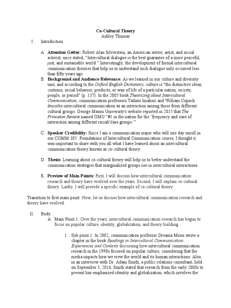 Co-Cultural Theory Outline | PDF | Cross Cultural Communication ...