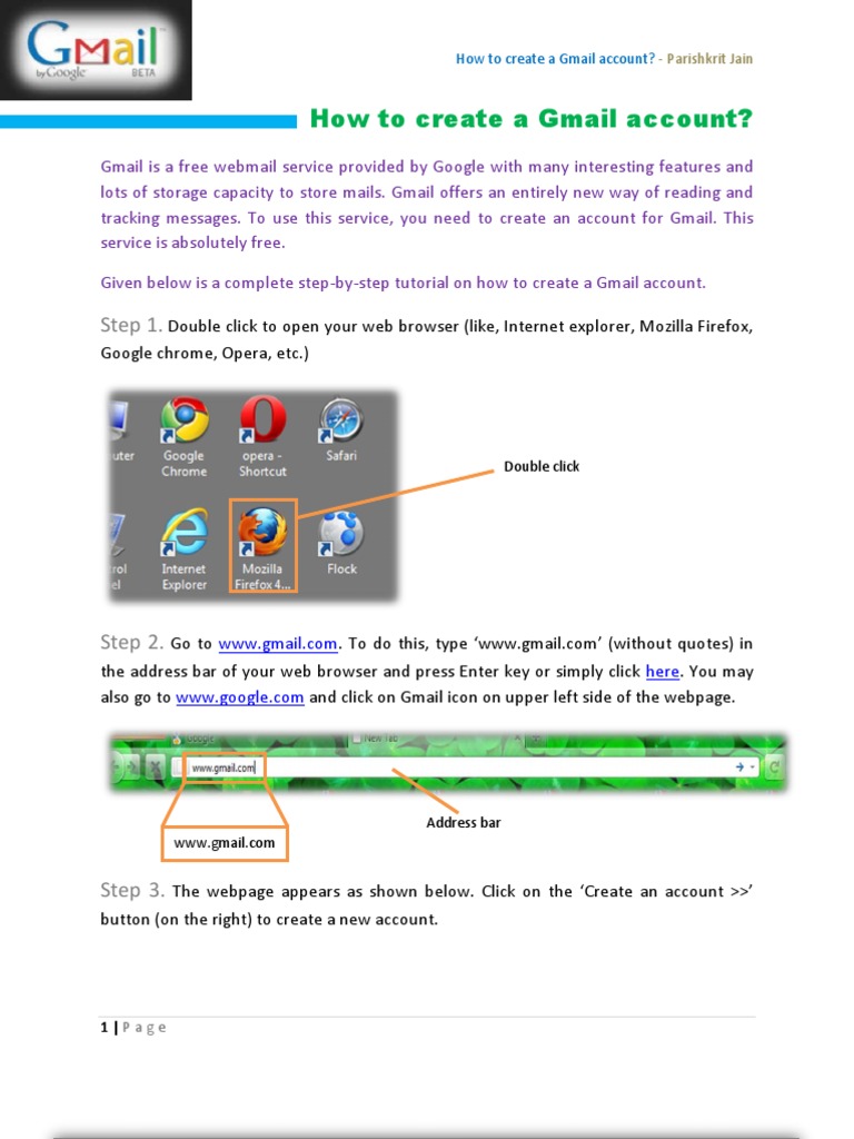 Step-by-Step Guide to Create Gmail Account | PDF | Gmail | Password