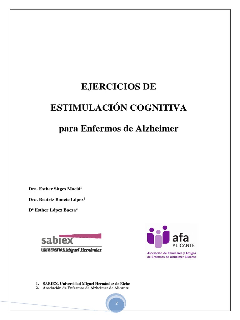 Libro de Ejercicios de Estimulación Cognitiva para EA Memoria 1 | PDF ...